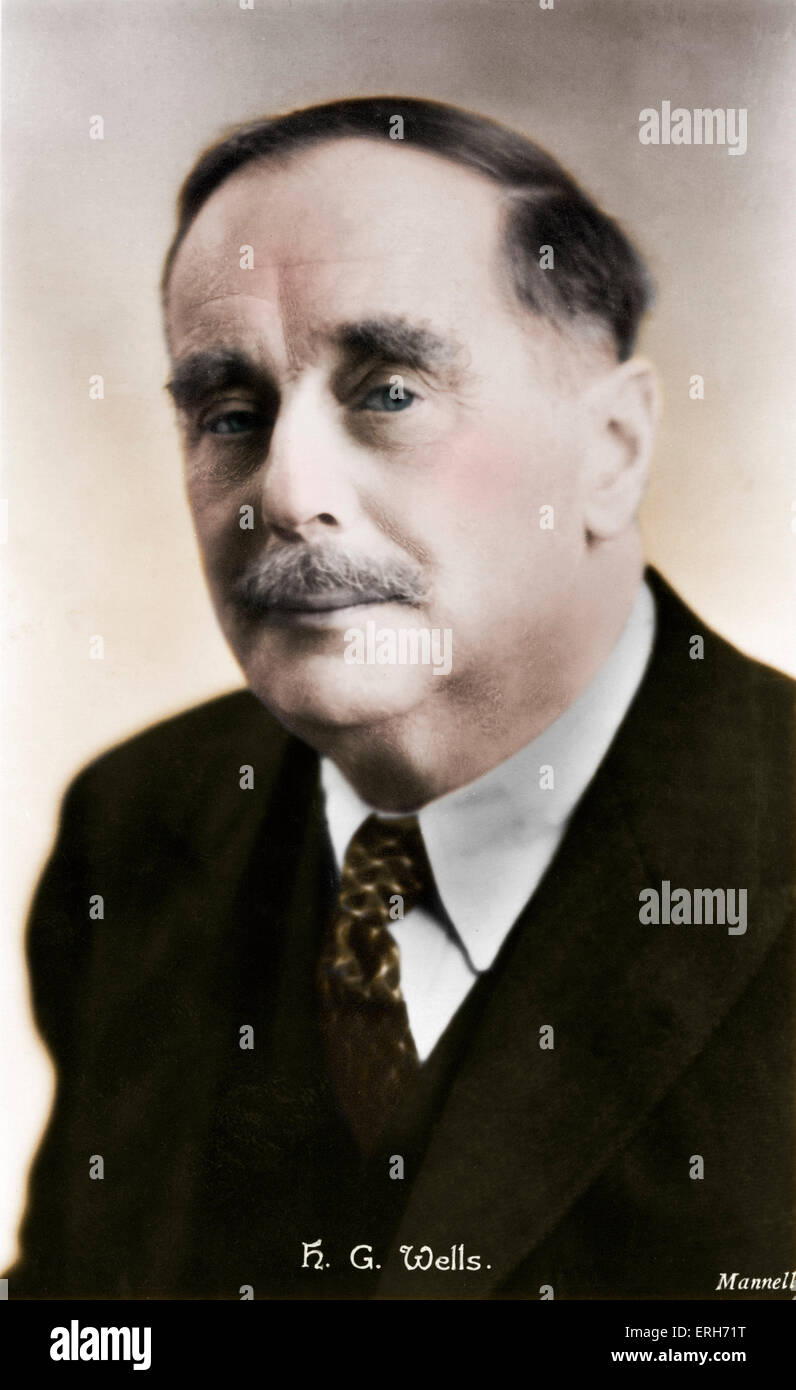 H G Wells - portrait of the British author and sociologist, 1866-1946 ...