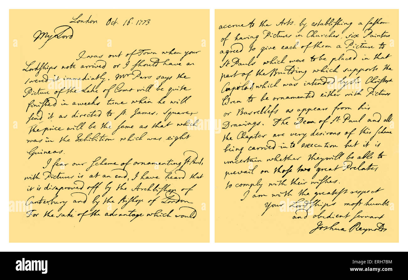 Autograph: Letter from Sir Joshua Reynolds to Philip Yorke, 2nd Earl of ...