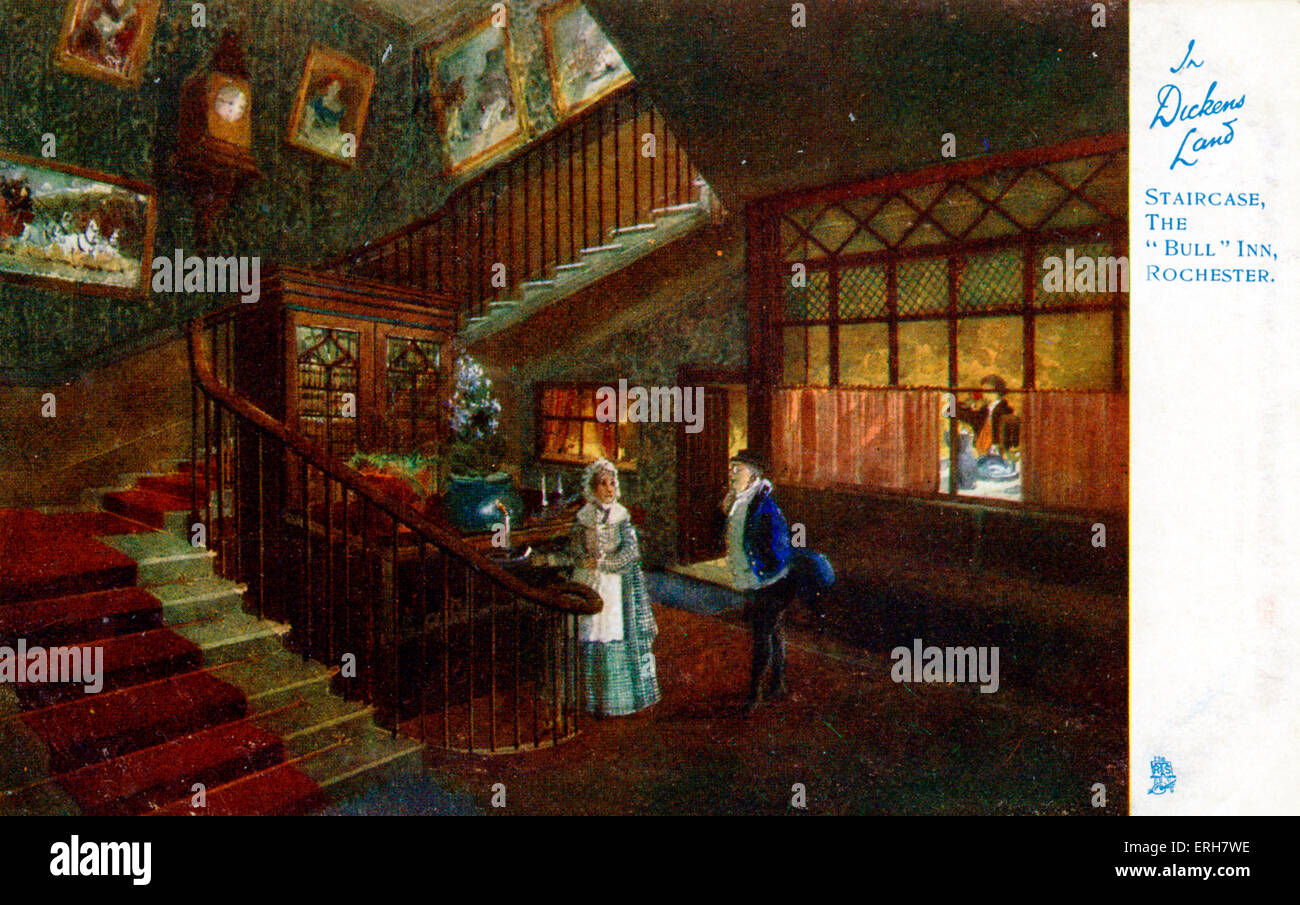 rochester. Staircase in the 'Bull' Inn. Charles Dickens. English ...