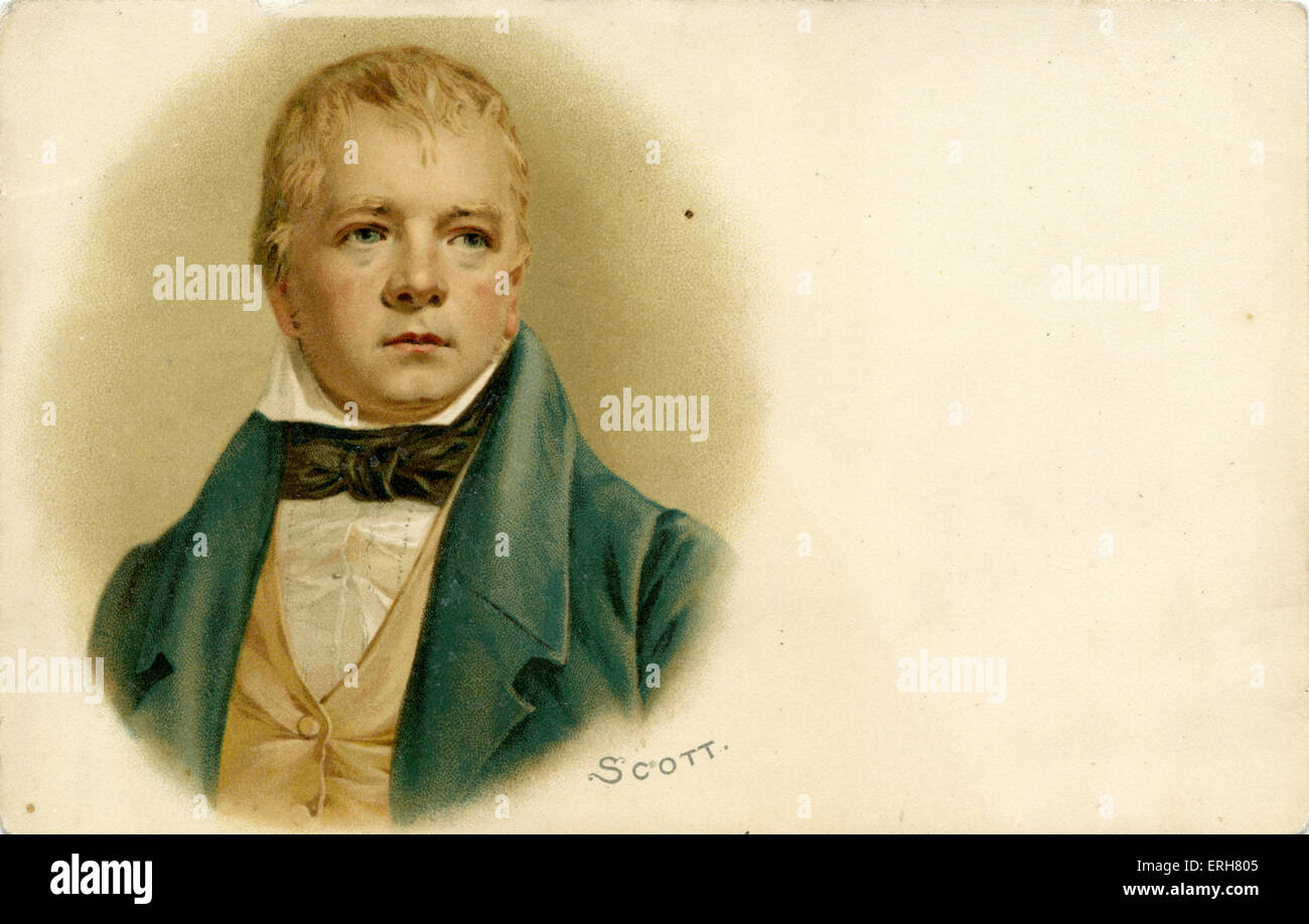 Sir Walter Scott - portrait. 1st Baronet, Scottish writer and poet, 15 ...