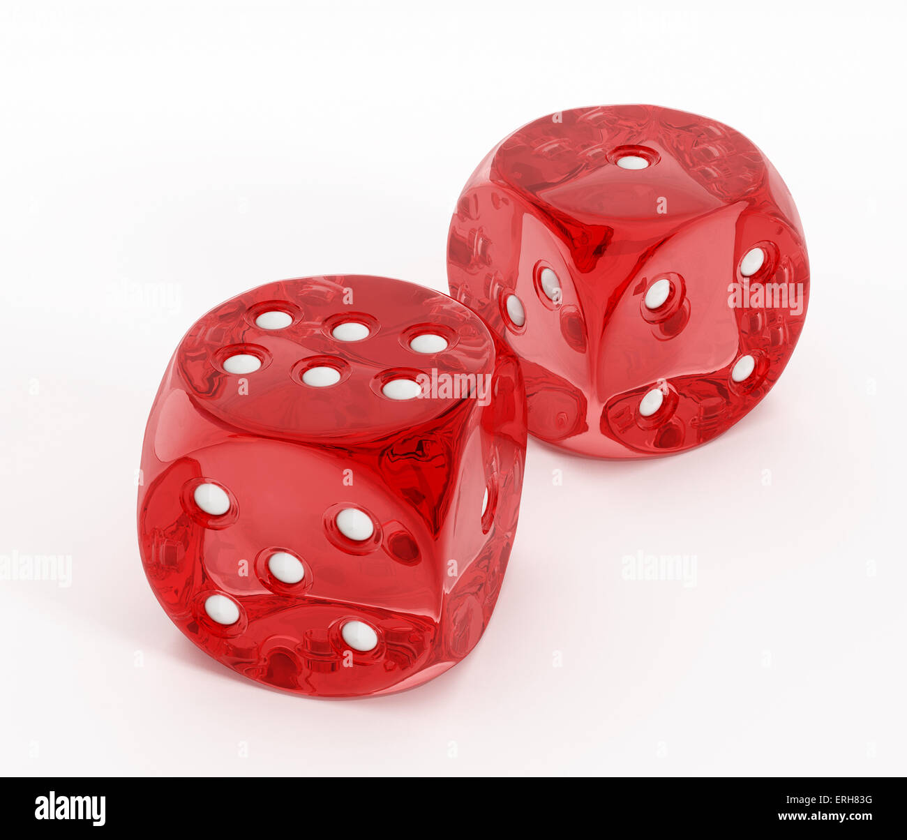 Two red dices isolated on white background Stock Photo - Alamy
