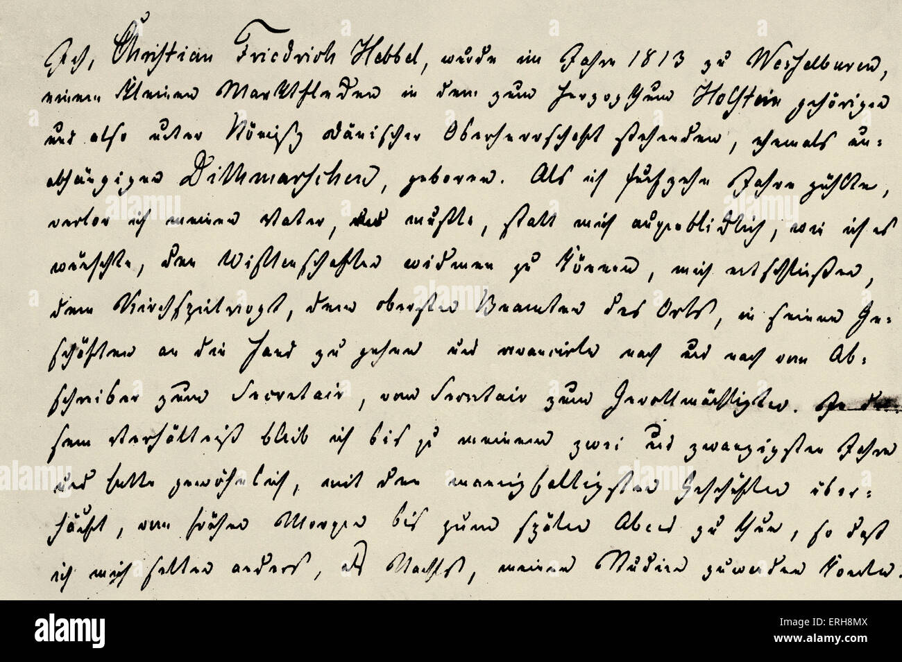 Christian Friedrich Hebbel - beginning of autobiography manuscript ...