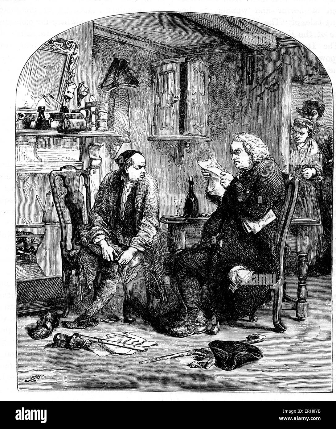 Samuel Johnson reading Oliver Goldsmith 's manuscript manuscript of ...