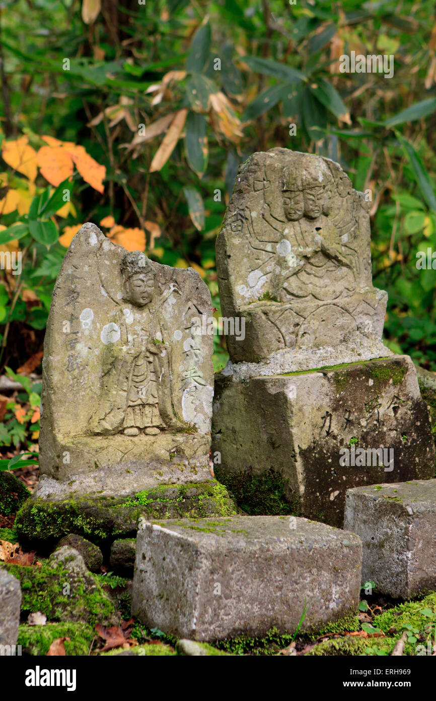 Jizou statues at Tenguyama Shrine at the summit of Mt Tenguyama, Otaru ...