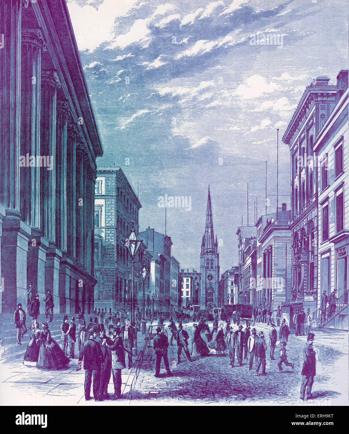 Wall Street financial district, New York - 19th century. Artist unknown ...