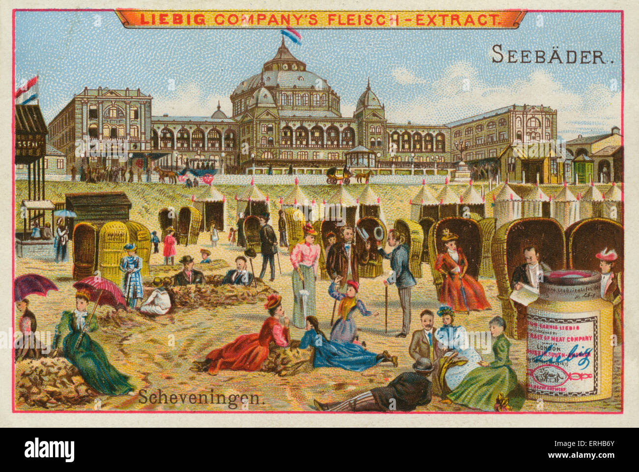 Dutch seaside resort, Scheveningen. Seebader series, Liebig card, 1895 ...