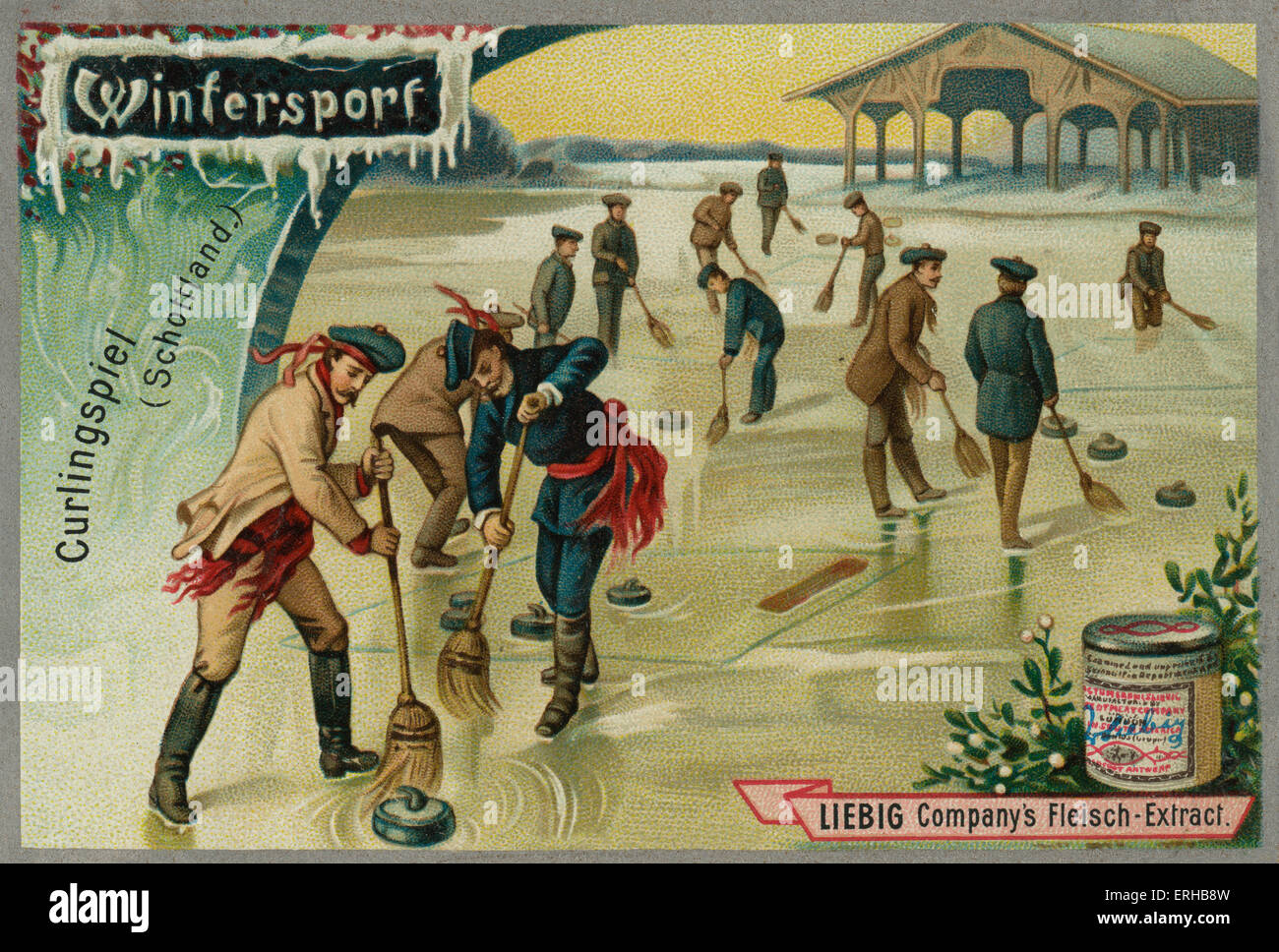 Curling/ curlingspiel in Scotland. Liebig card, Winter Sports, 1896 ...