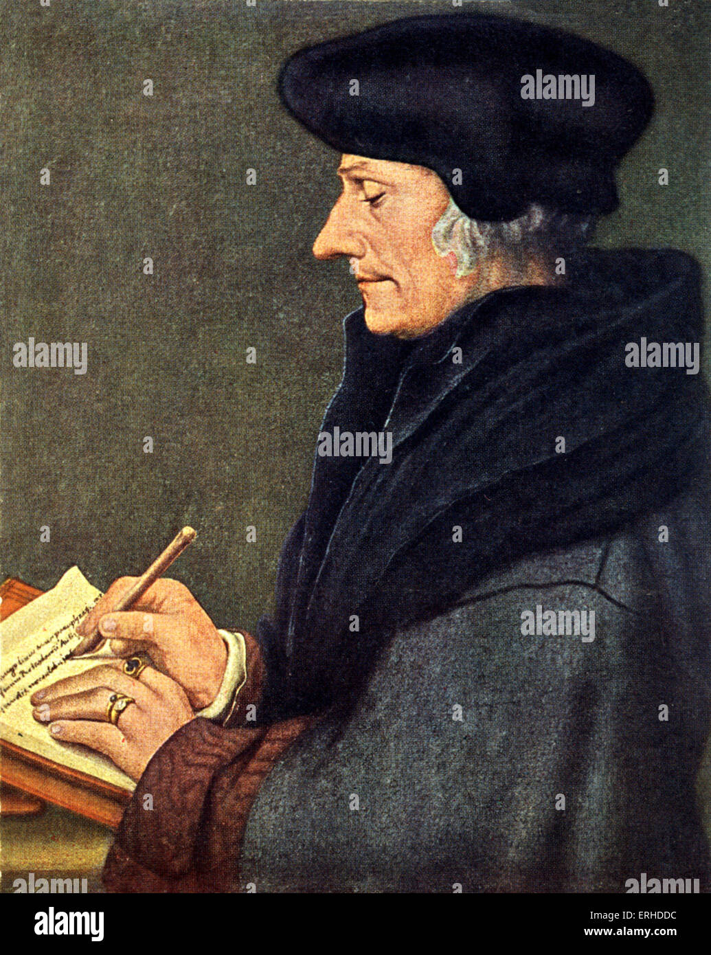 Erasmus von Rotterdam, painting by Hans Holbein. Dutch philosopher ...