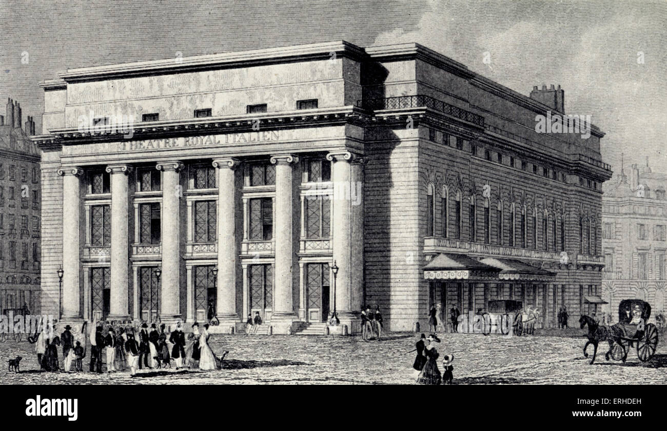 The Théâtre Italien (salle Favart) in Paris, 1829. Engraving Stock ...