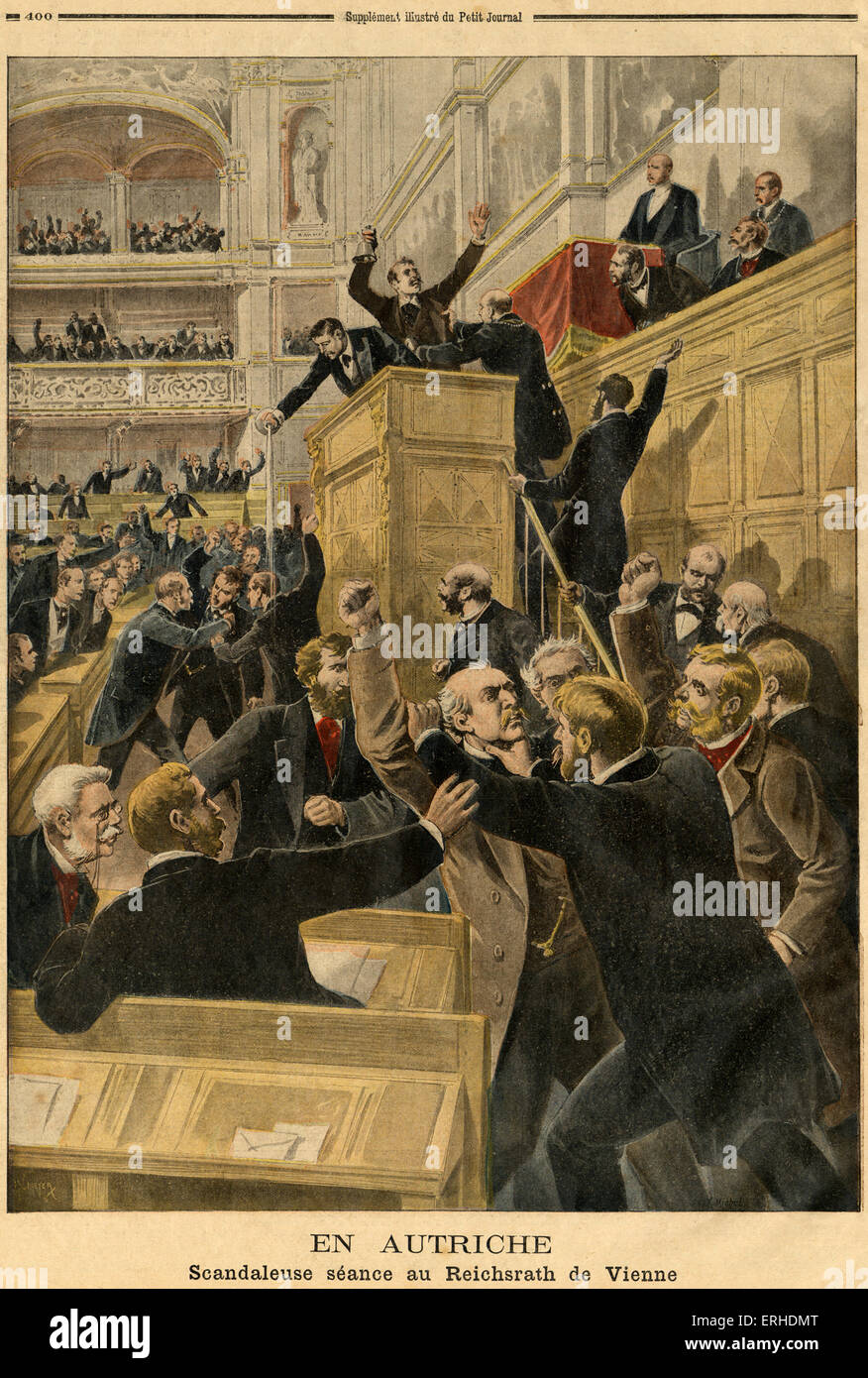 Fighting at the Vienna Reichsrat - Illustration in Le Petit Journal ...