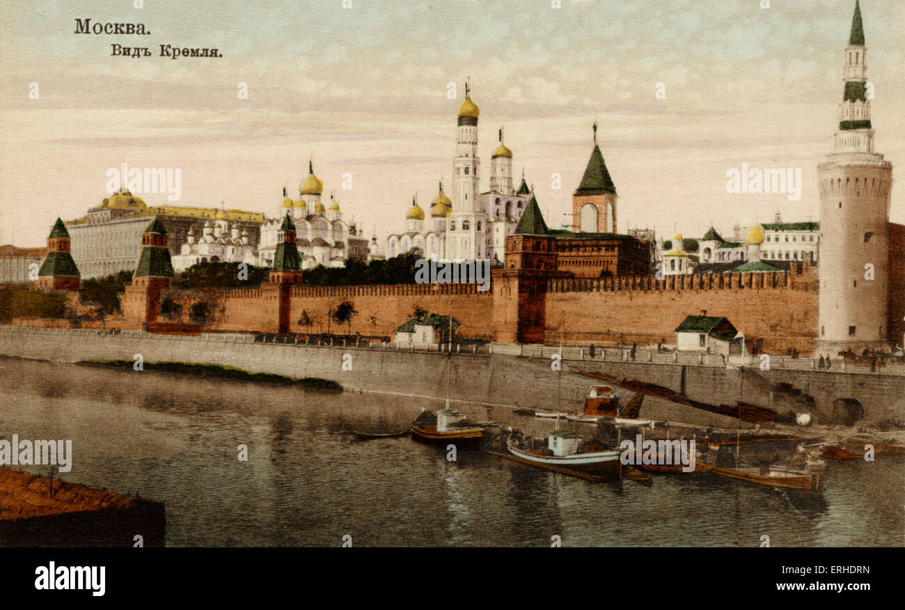 The Kremlin in Moscow by the river Neva, early 20th century. Pre ...