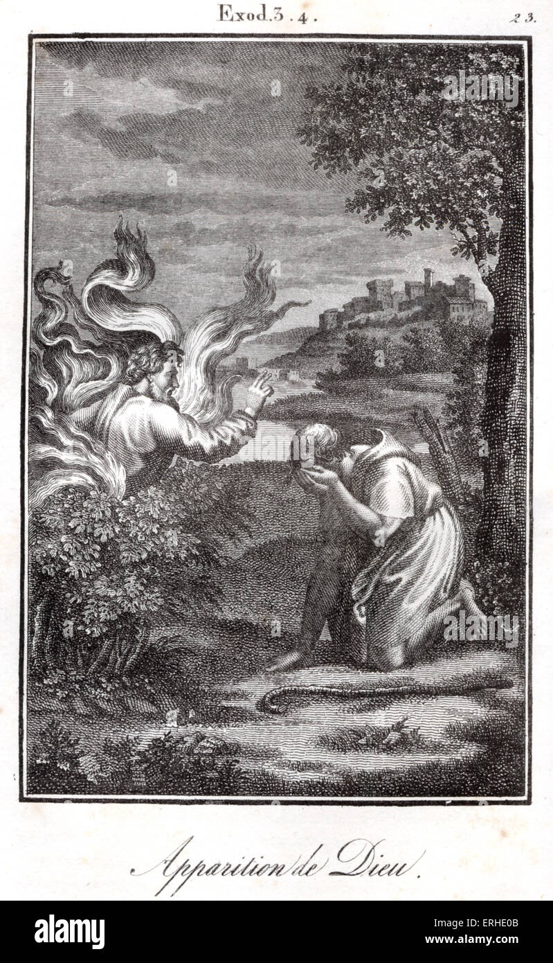 Bible, Moses and the burning bush God appears to Moses from a burning ...