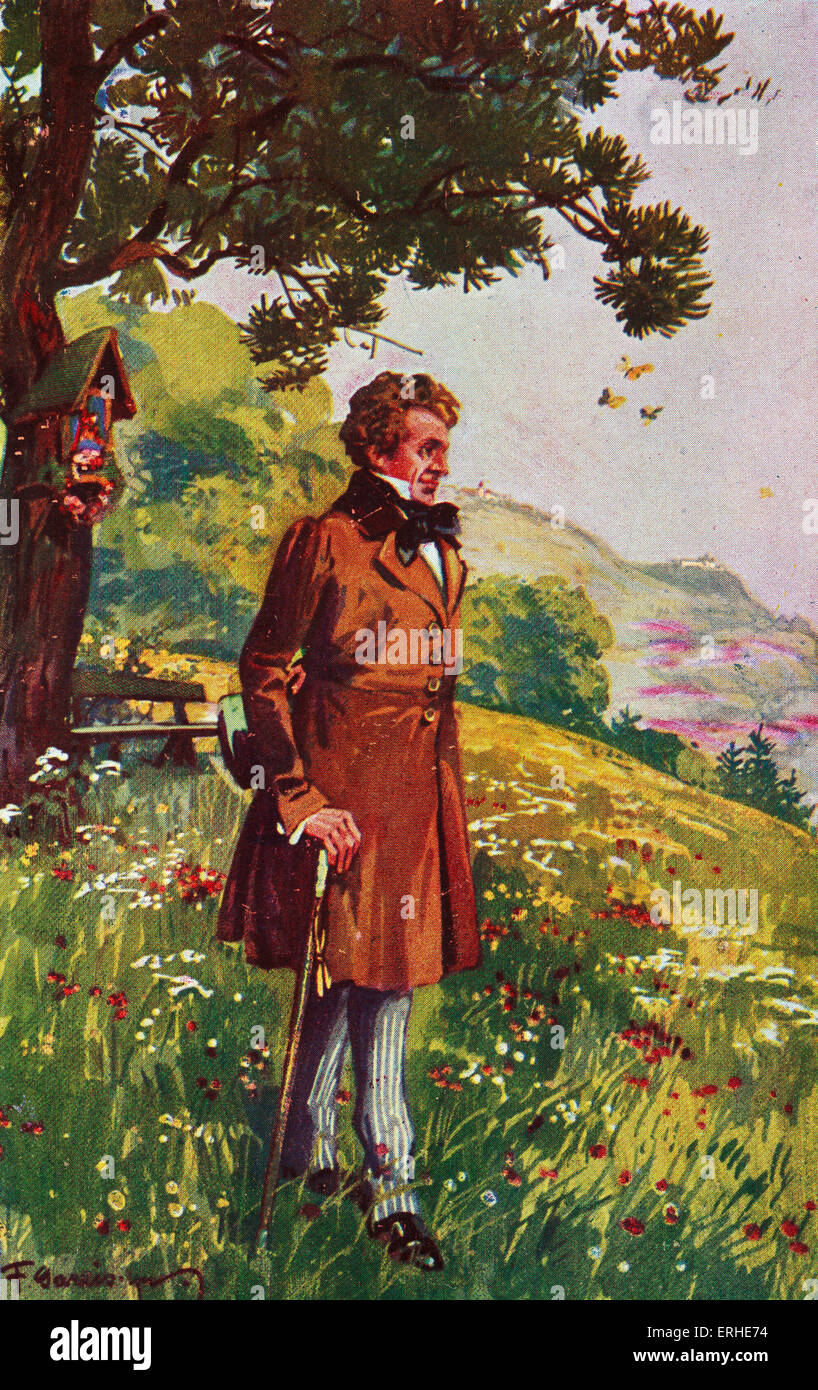 Ferdinand Raimund, portrait outdoors on a field. Austrian actor and ...