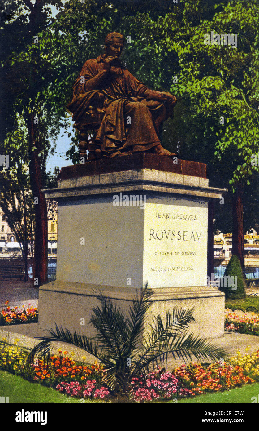 Jean-Jacques Rousseau, statue, Geneva. Swiss-French philosopher, writer ...