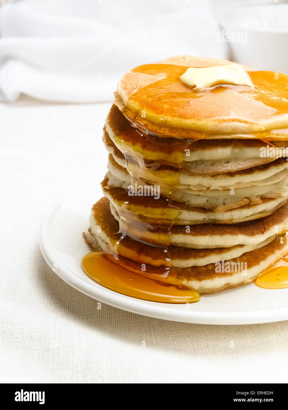 Table with Pancakes Stock Photo - Alamy