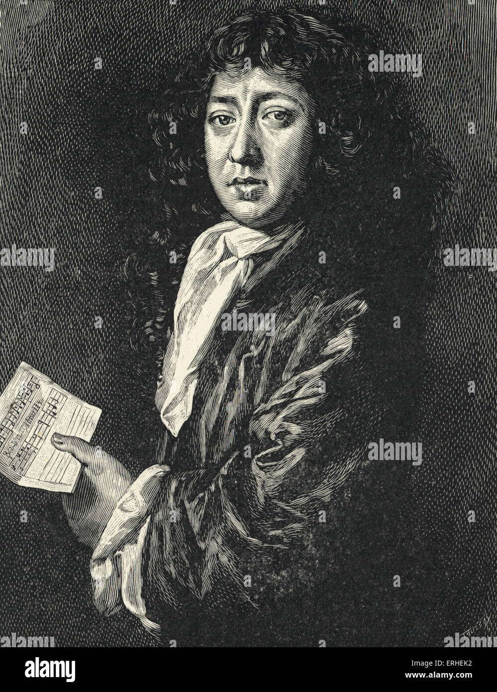 Samuel Pepys - portrait holding score after the painting by John Hayls ...