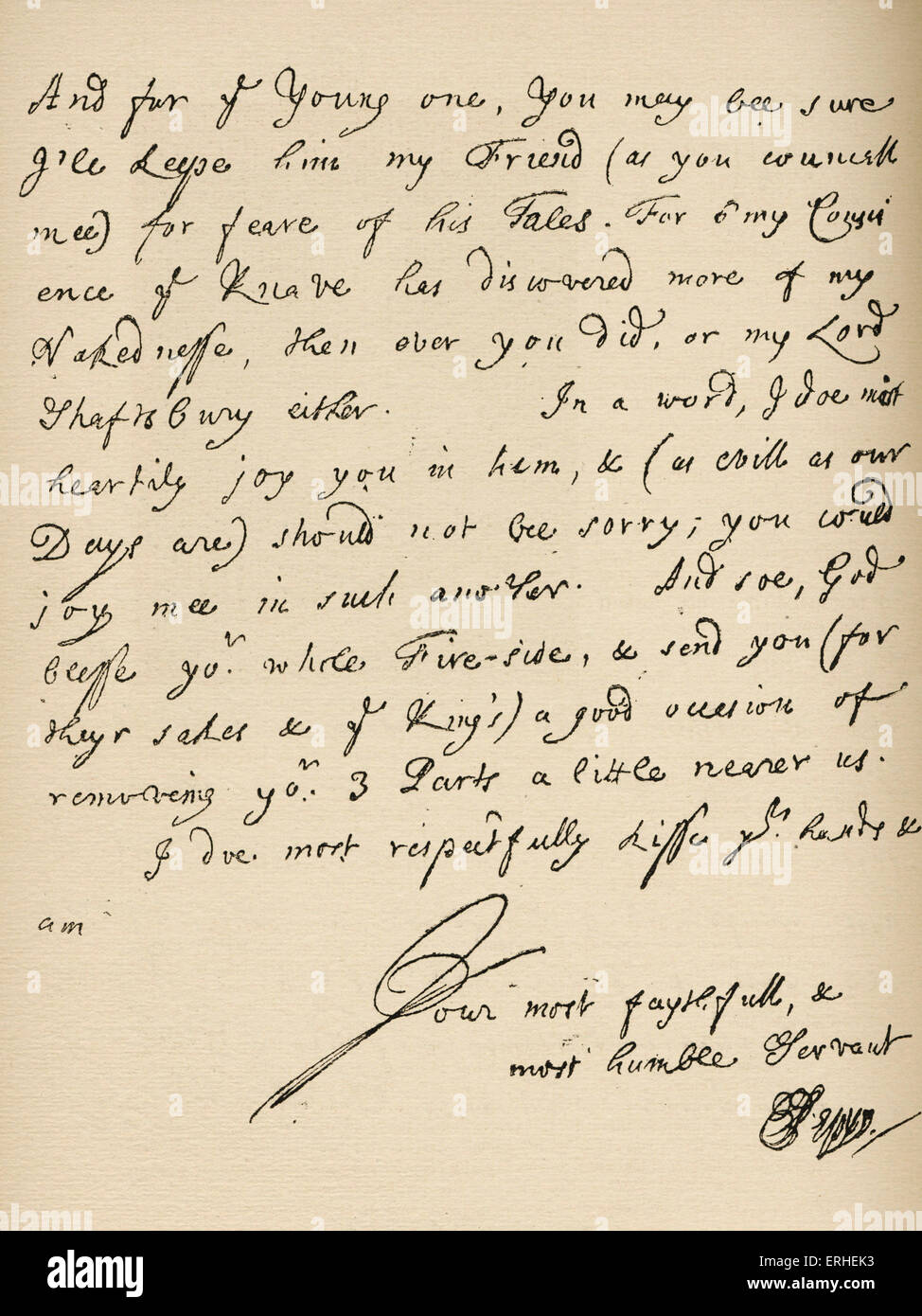 Signed manuscript letter by Samuel Pepys, October 19, 1695. English ...