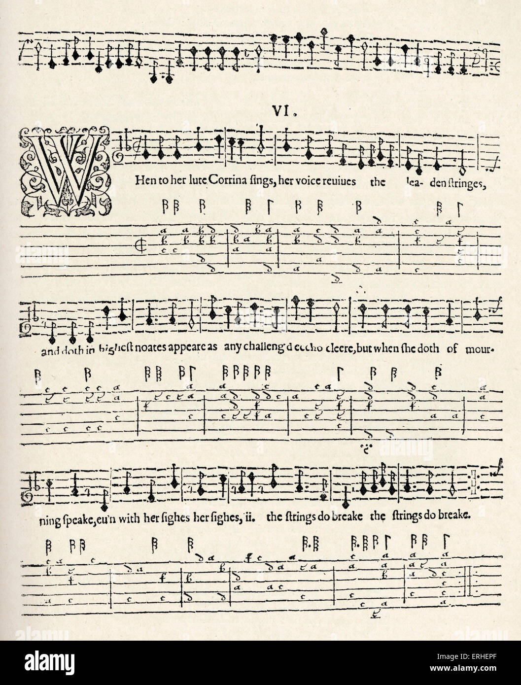 Thomas Campion - English poet, composer - page of music from 'Book of ...