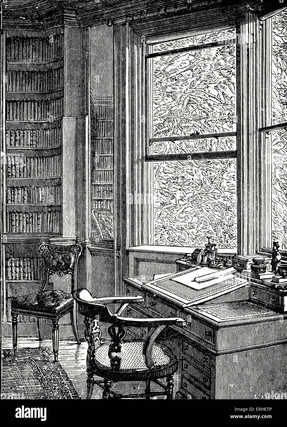 Charles Dickens - The study at Gadshill Place, near Rochester, where ...