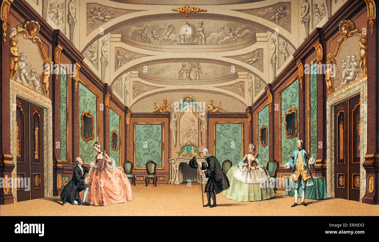 History of theater: the Italian Theatre, a stage scene at a masked ball ...