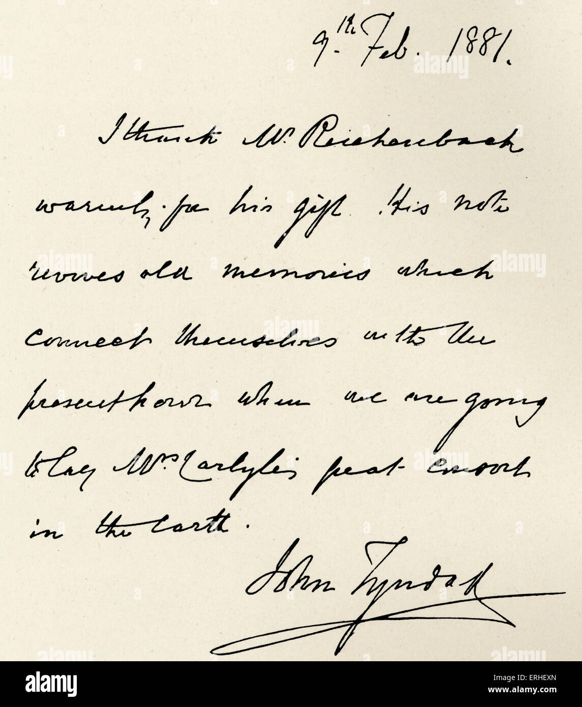 John Tyndall - Letter from the Irish physicist. Signature from 9 ...