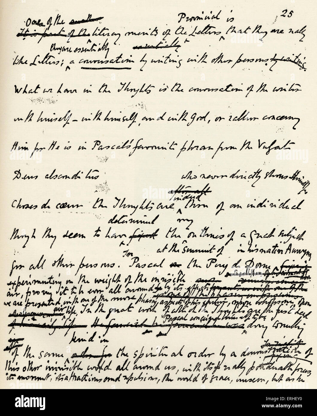 Walter Horatio Pater - Page from the manuscript of ' Pascal ' by the ...