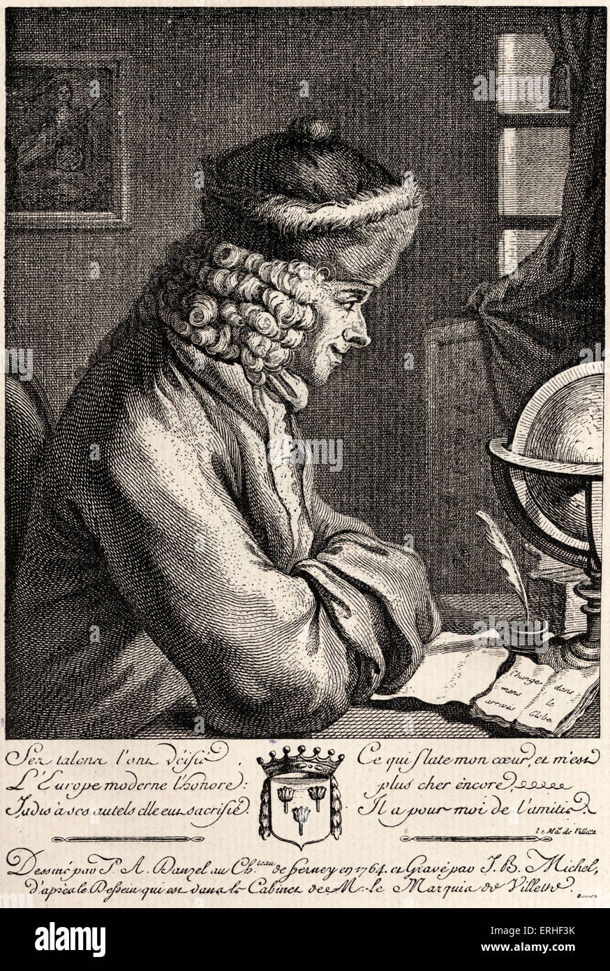 VOLTAIRE, François-Marie Arouet - portrait of Voltaire working. French ...