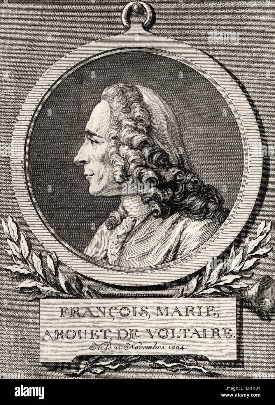 VOLTAIRE, François-Marie Arouet - portrait of Voltaire engraving by A ...