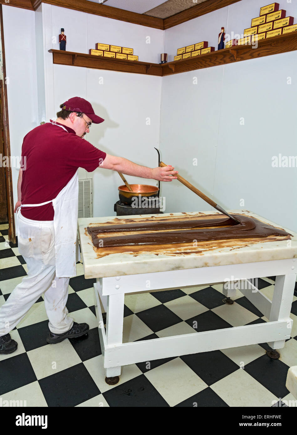 Michigan, Mackinac Island, Main Street, Joann's Fudge shop Stock Photo ...