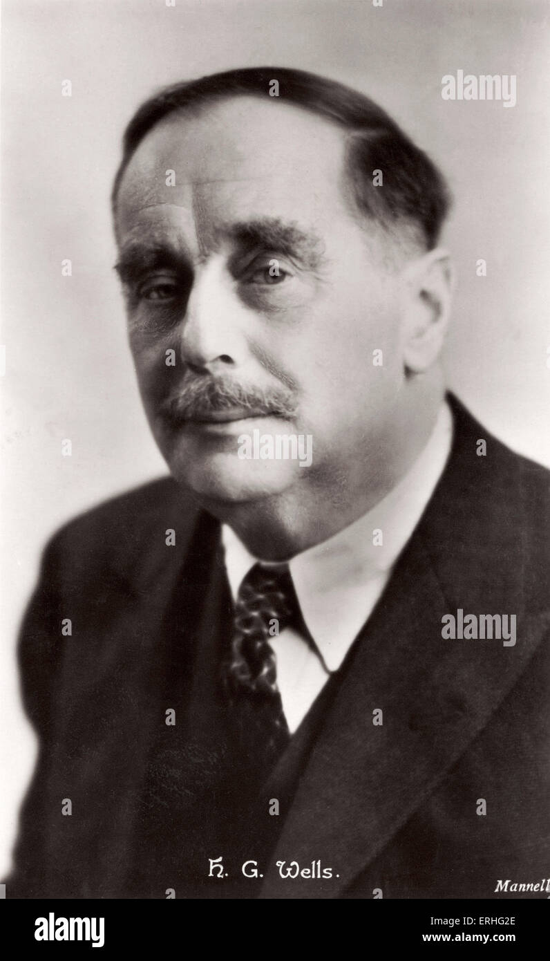 H G Wells - portrait of the British author and sociologist, 1866-1946 ...