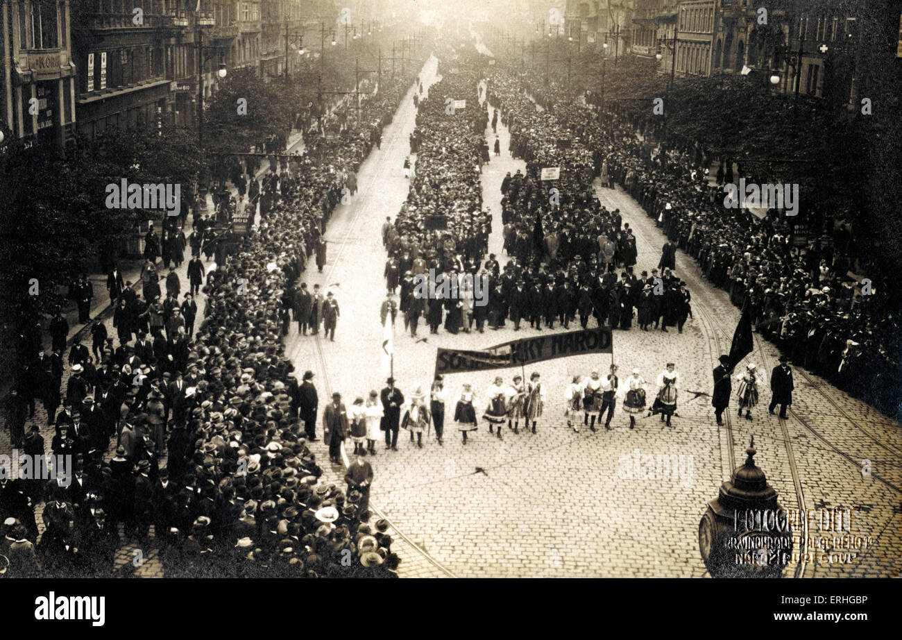 Prague - photograph overlooking Wenceslas Square during the first large ...