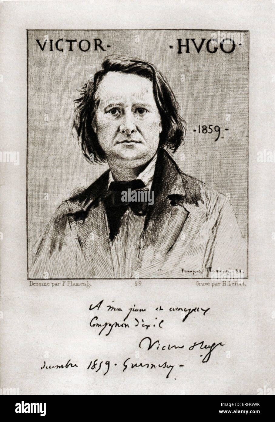 Victor HUGO - portrait of the French poet and novelist. 1802-1885 Stock ...