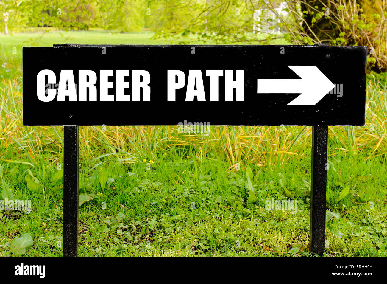 CAREER PATH written on directional black metal sign with arrow pointing ...