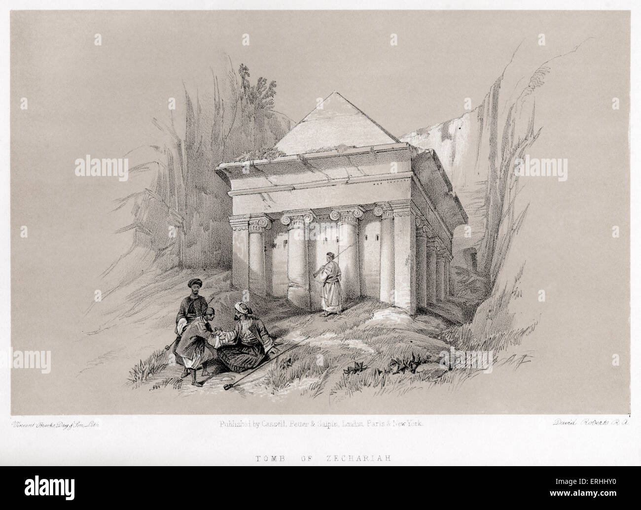 Tomb of Zechariah outside Jerusalem 's city walls by David Roberts ...