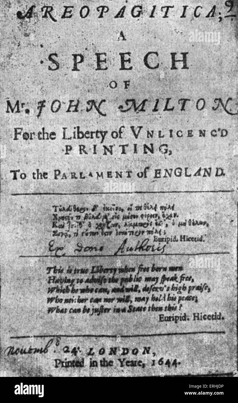 John milton areopagitica Black and White Stock Photos & Images - Alamy