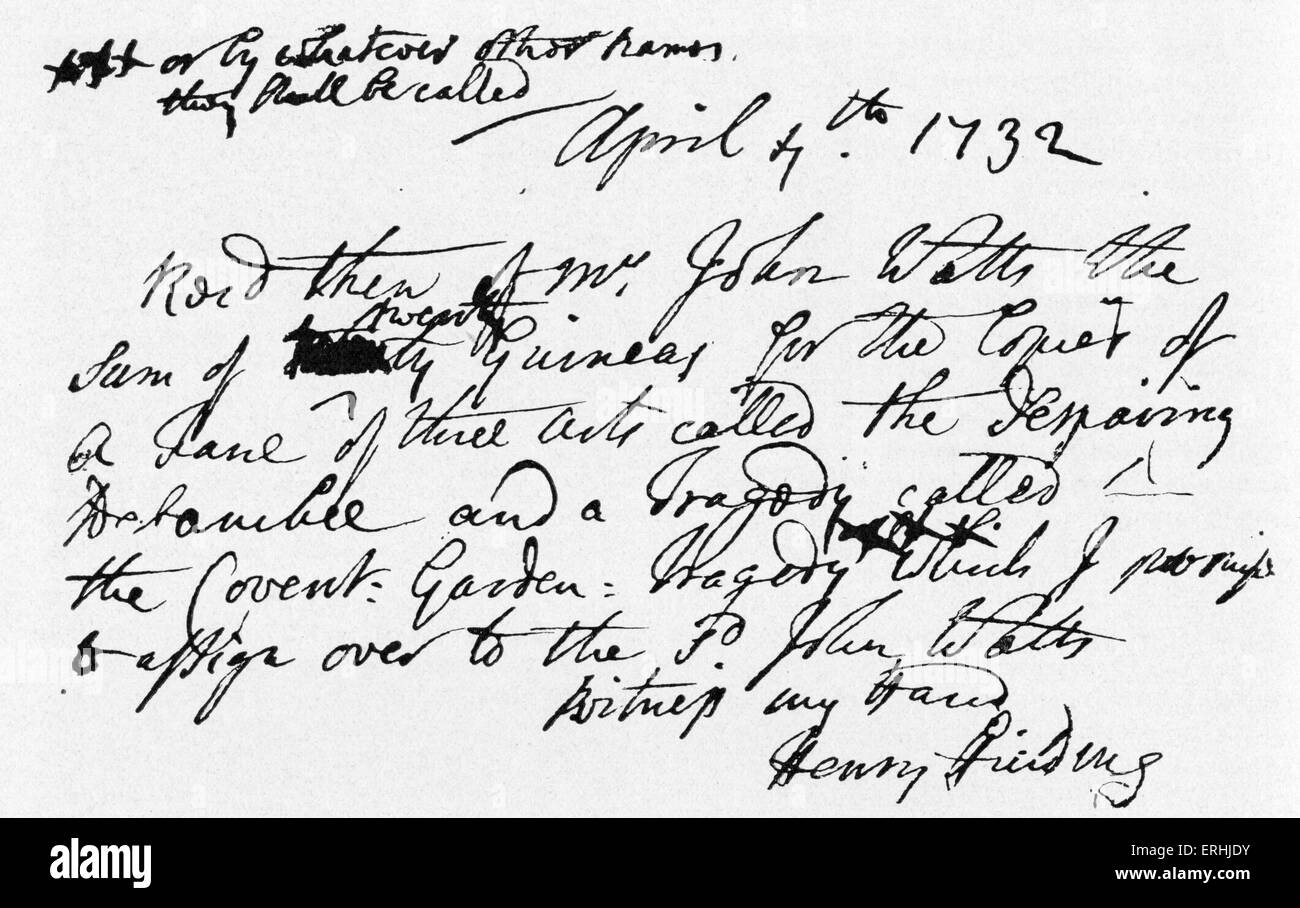 Henry Fielding - the English novelist and dramatist 's signature on a ...