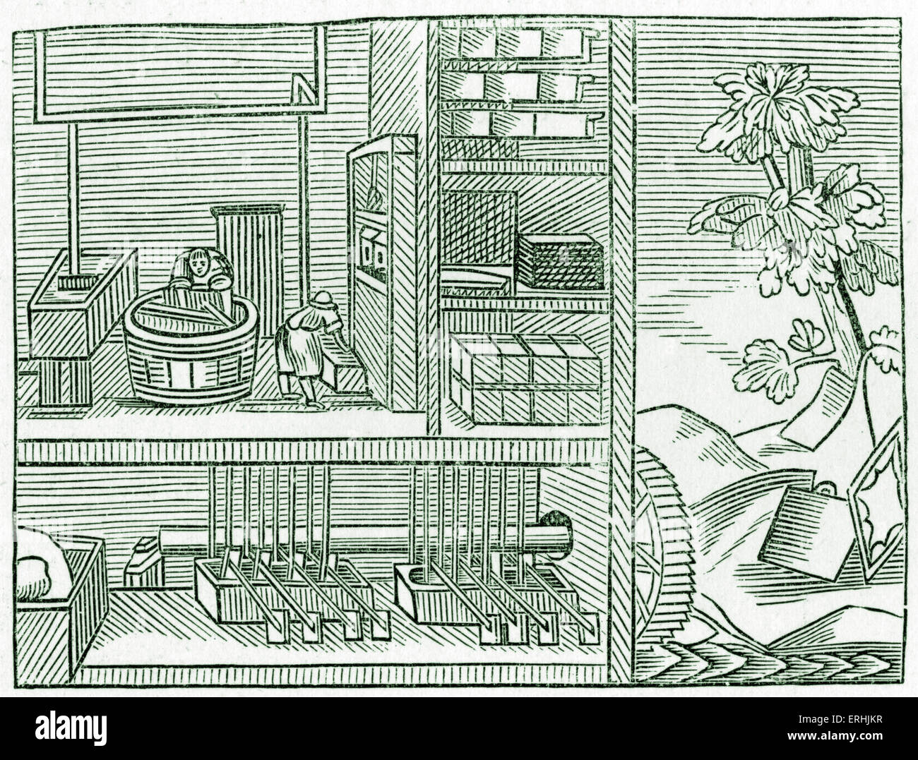 Paper-makers, 17th century Stock Photo - Alamy