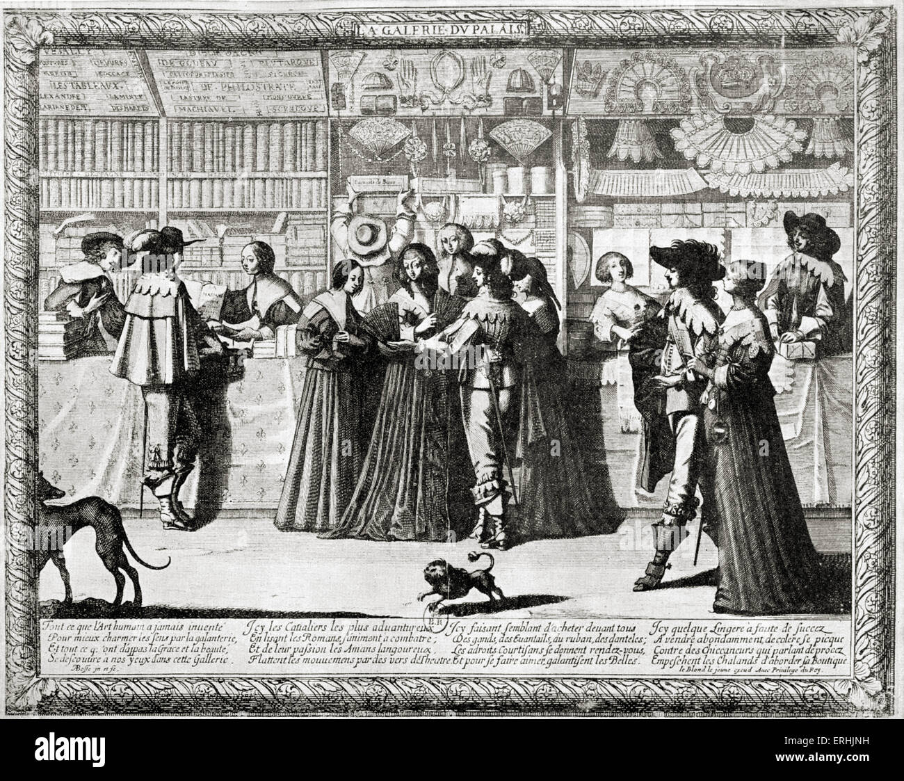 The corridor of the Hall of Justice, Paris. Engraving by Abraham Bosse ...