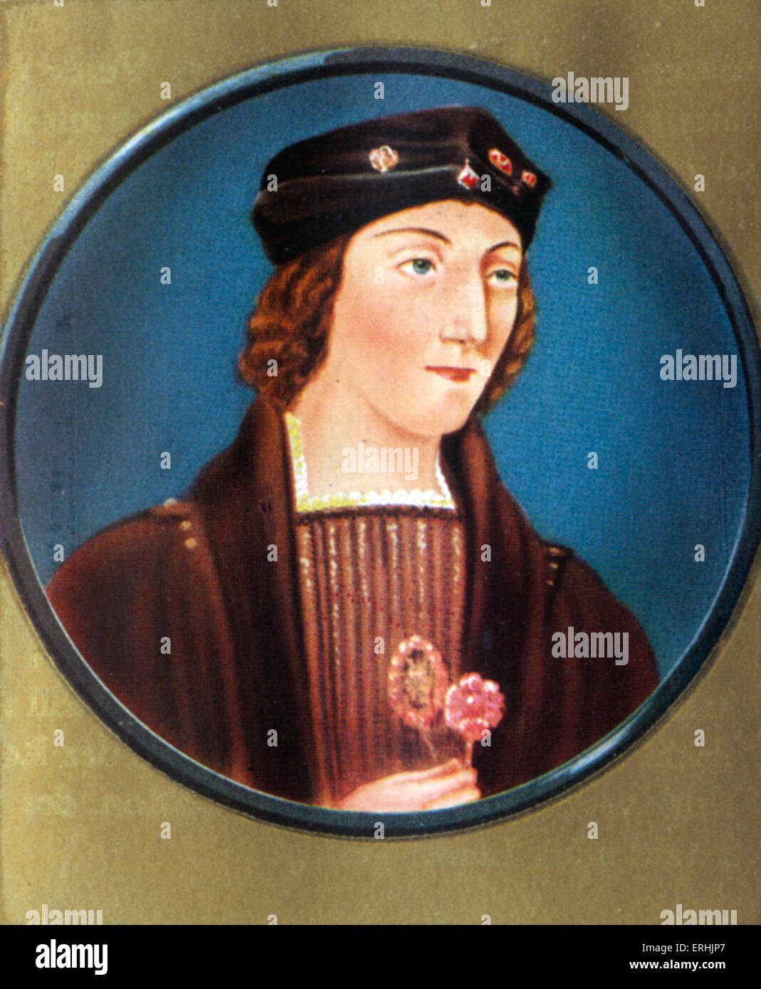Henry VII. Portrait of the King of England. After a miniature by ...