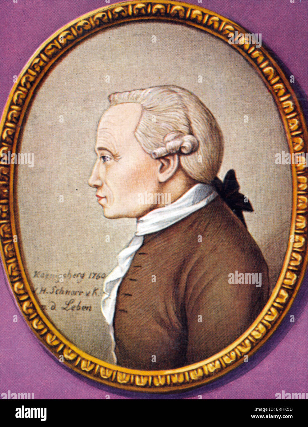 Immanuel Kant. Portrait of the German philosopher. After a miniature of ...