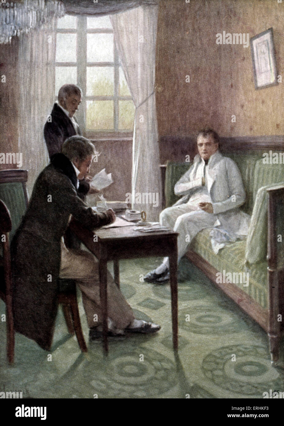 Napoleon I, French emperor, dictating his memoirs on the island of St ...