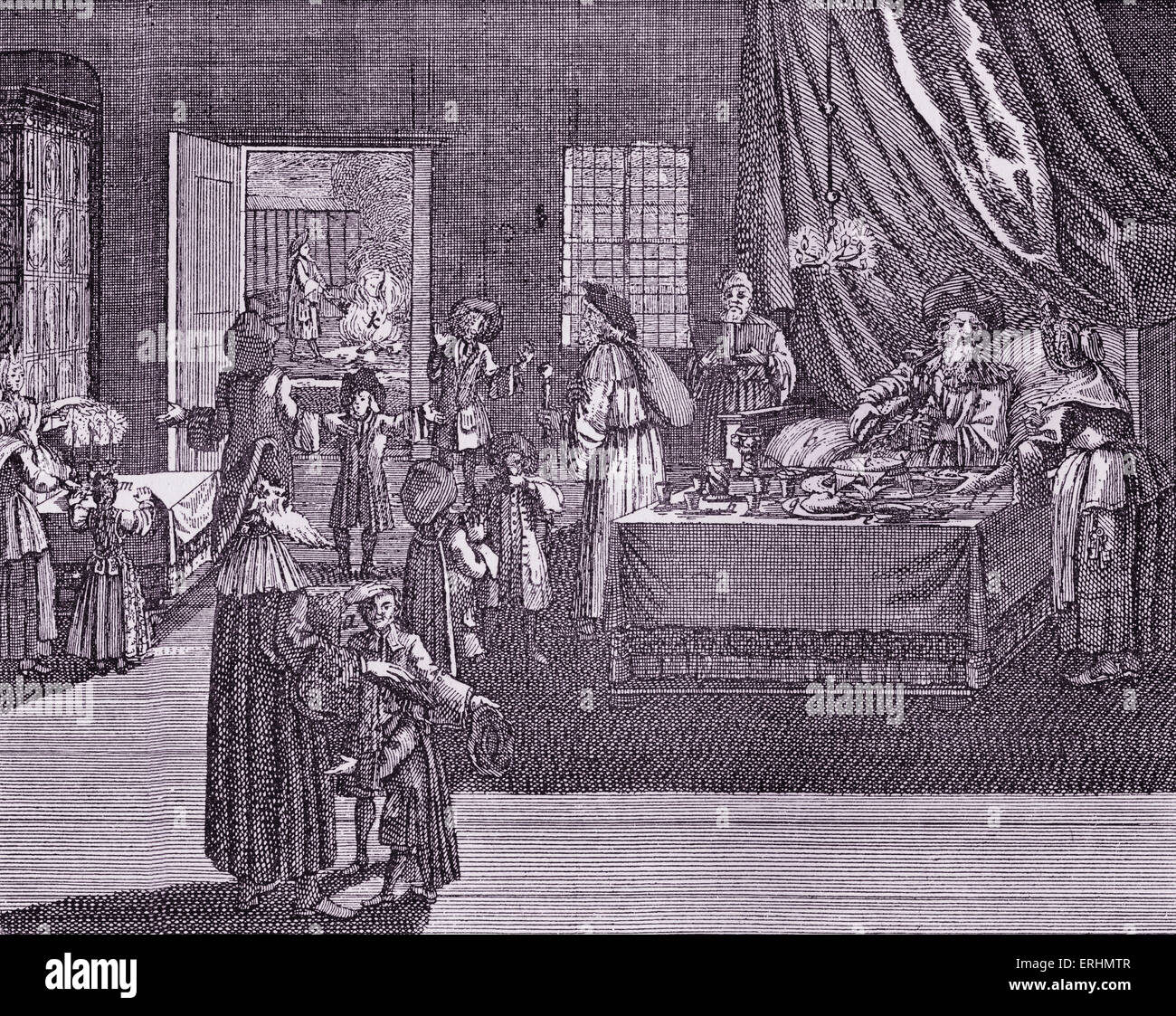 Passover Seder evening - father reclining a table From 'Jüdisches ...