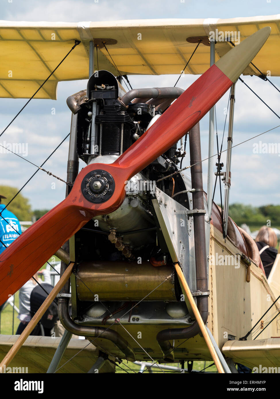 the engine and propeller of a 1912 era replica BE2c biplane(built in ...