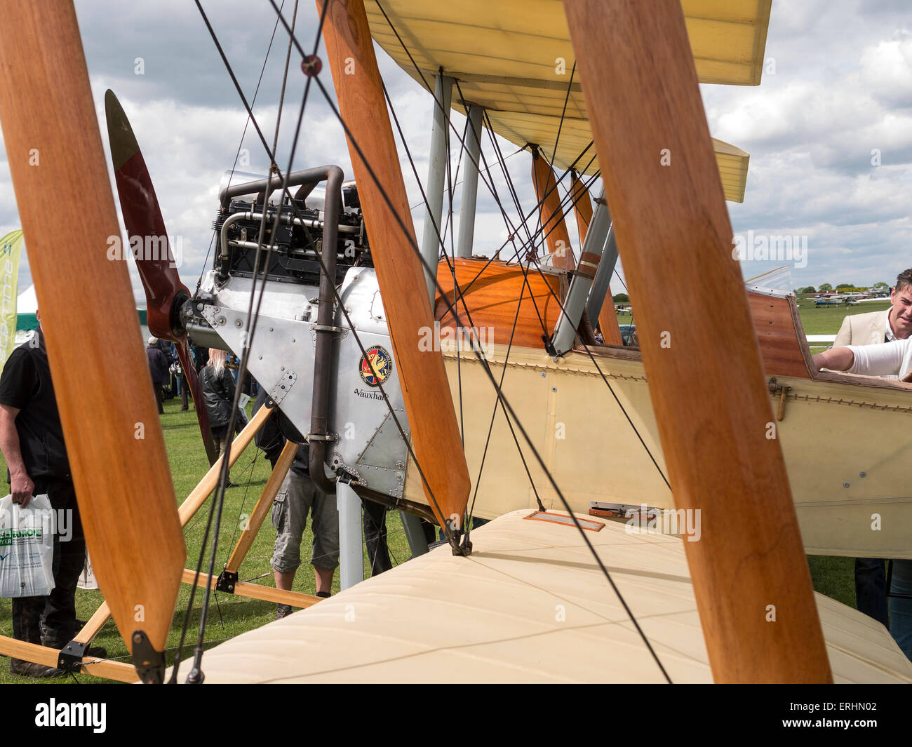 A 1912 era replica BE2c biplane(built in 1969) on display,at Aerexpo ...