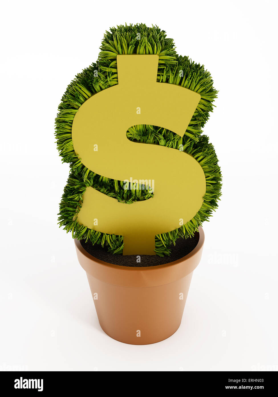 Money symbol growing on the pot Stock Photo - Alamy