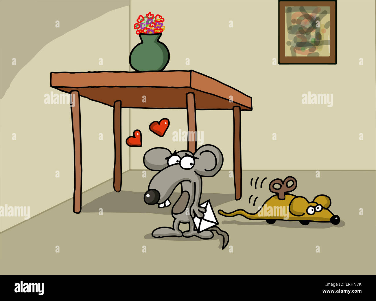 Cartoon about little mouse in love Stock Photo - Alamy