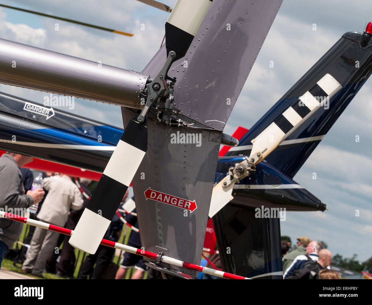 tail rotor detail of a Robinson two-seater helicopter,at Aerexpo 2015 ...