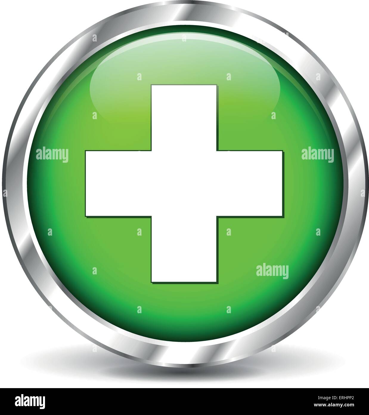Vector illustration of cross green icon on white background Stock ...