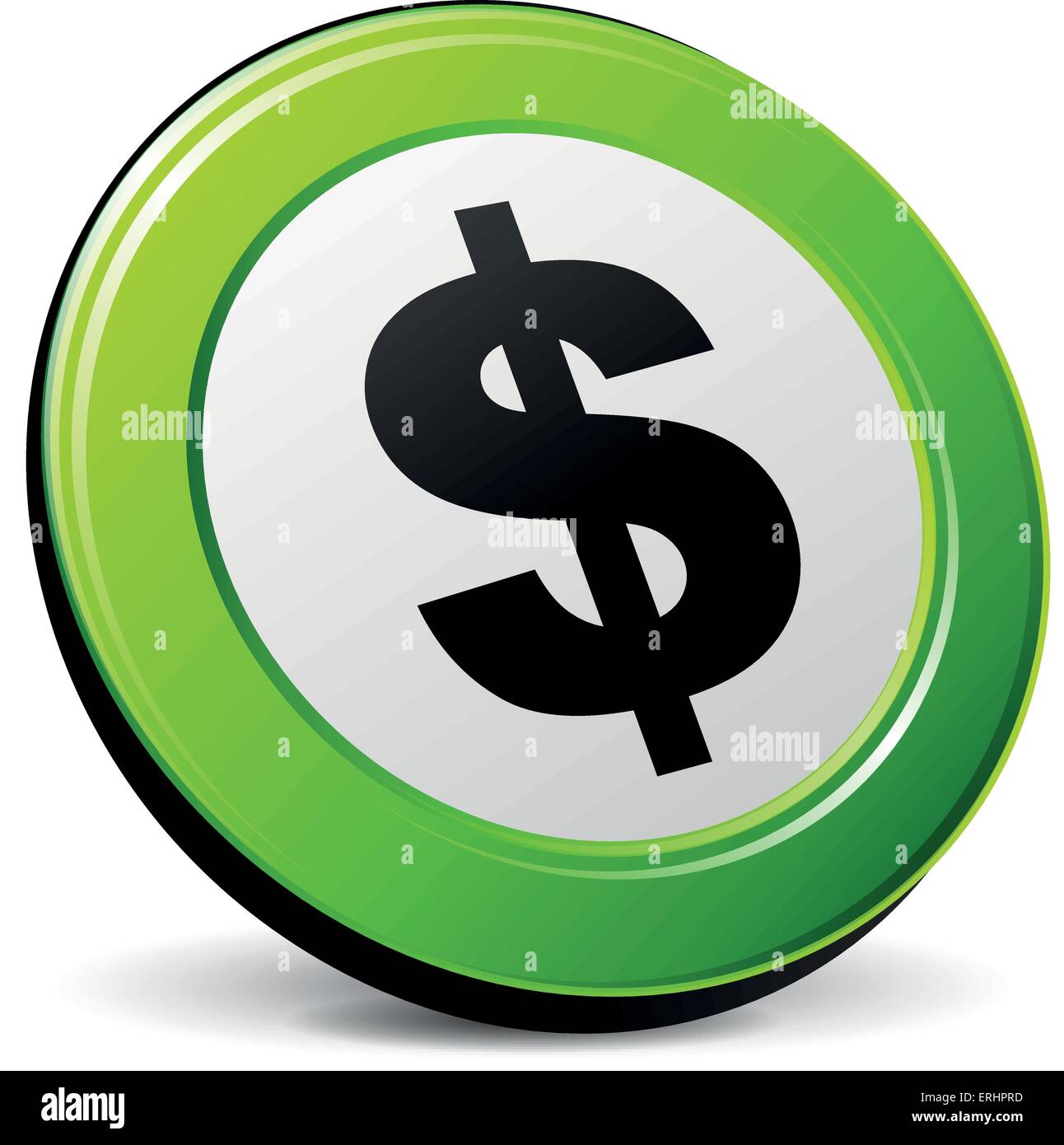 Vector illustration of green dollar icon on white background Stock ...