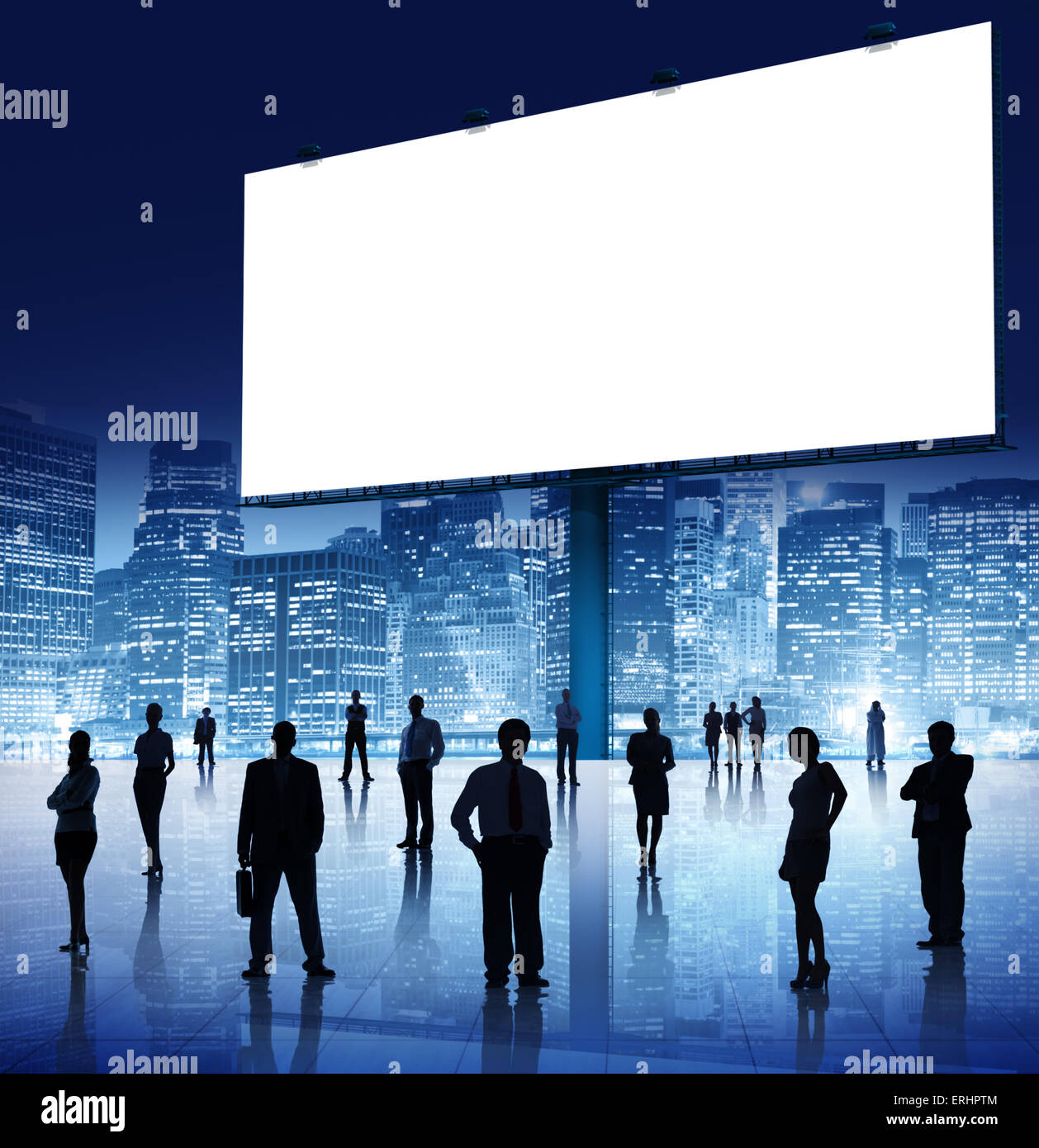 Group of Business People Reading Placard Stock Photo - Alamy